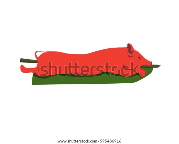 Lechon Roasted Pig Illustration Stock Vector (Royalty Free) 595486916 ...