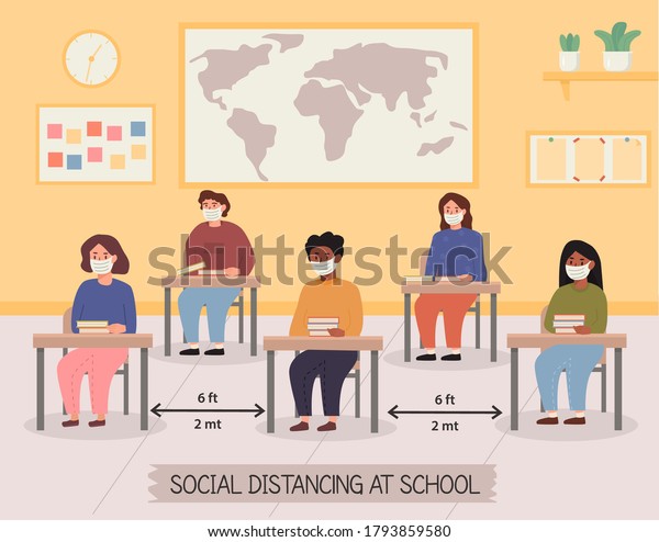 Lecture Room School After Pandemic Classroom Stock Vector (Royalty Free ...
