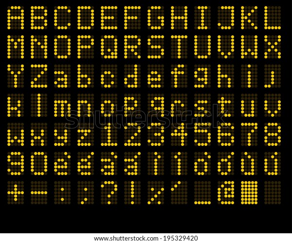 Led Alphabet Numbers Stock Vector (Royalty Free) 195329420