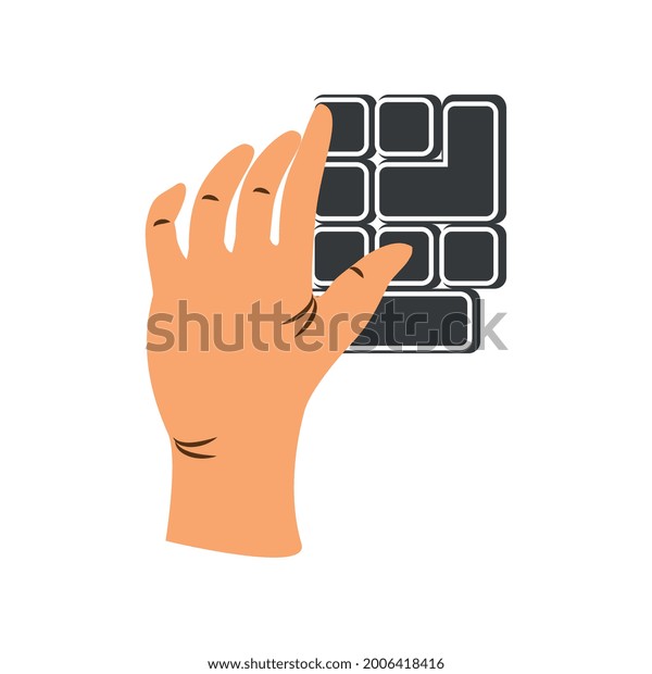 Left Hand Using Keyboard Isolated Icon Stock Vector (Royalty Free ...