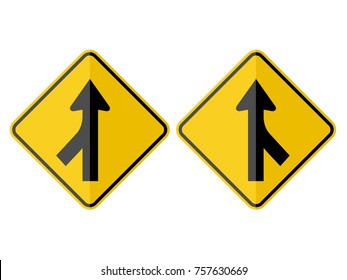 Left Right Merging Traffic Warning Sign Stock Vector (Royalty Free ...