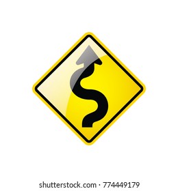 Left Winding Road Symbol Icon On: vetor stock (livre de direitos ...