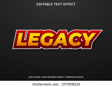 Legacy Text Effect Template Bold Style Stock Vector (Royalty Free ...