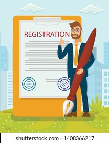 Legal Document Stamping Flat Vector Illustration Stock Vector (Royalty ...