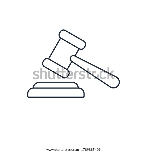 Legal Gavel Vector Linear Icon Isolated Stock Vector (Royalty Free ...