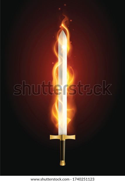 Legendary Sword Glowing Flame Fire Breathing Stock Vector (Royalty Free ...