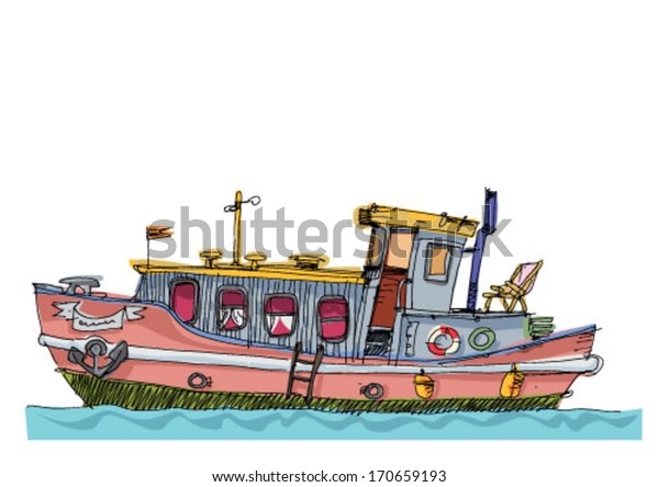 Leisure Barge Cartoon Stock Vector (Royalty Free) 170659193