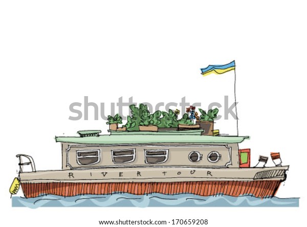 Leisure Barge Cartoon Stock Vector (Royalty Free) 170659208