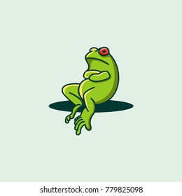 Frog Sitting Like Human Flat Cartoon Stock Vector (Royalty Free) 526266370