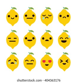 Lemon Cartoon Character Different Expressions Flat Stock Vector ...