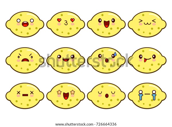 Lemon Character Funny Cartoon Set Different Stock Vector (Royalty Free ...
