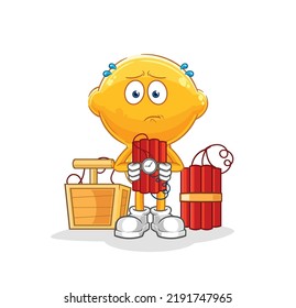 Lemon Head Holding Dynamite Character Cartoon Stock Vector (Royalty ...