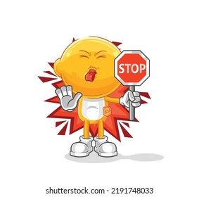 Lemon Head Holding Stop Sign Cartoon Stock Vector (Royalty Free ...