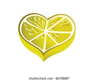 Slice Lemon Shape Heart Vector Illustration Stock Vector (Royalty Free ...