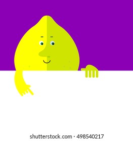 Lemon Holding Blank Sheet Pointing On: เวกเตอร์สต็อก (ปลอดค่าลิขสิทธิ์ ...