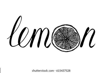 Lemon Illustration Hand Lettering Stock Vector (Royalty Free) 615437528 ...