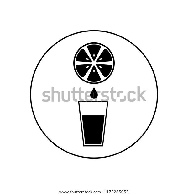 Lemon Juice Drop Outline Icon Circle Stock Vector (Royalty Free) 1175235055