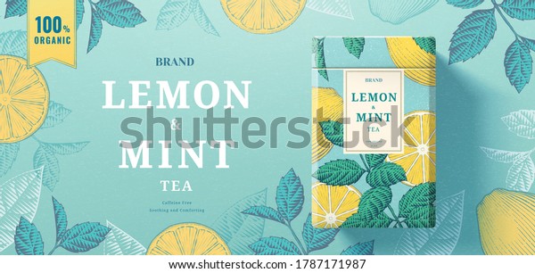Lemon Mint Tea Paper Can Packaging Stock Vector (Royalty Free ...
