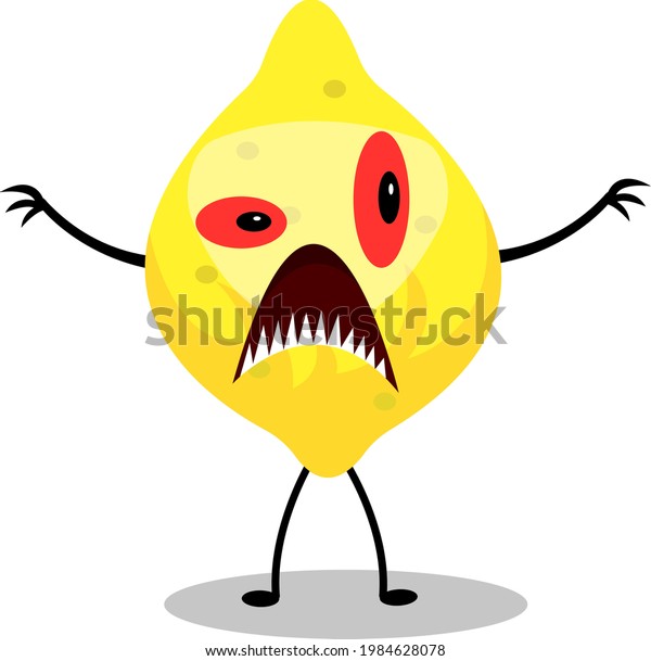 Lemon Monster Tropical Fruit Red Eyes Stock Vector (Royalty Free ...