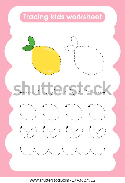 Lemon Trace Lines Writting Drawing Practice Stock Vector (Royalty Free ...