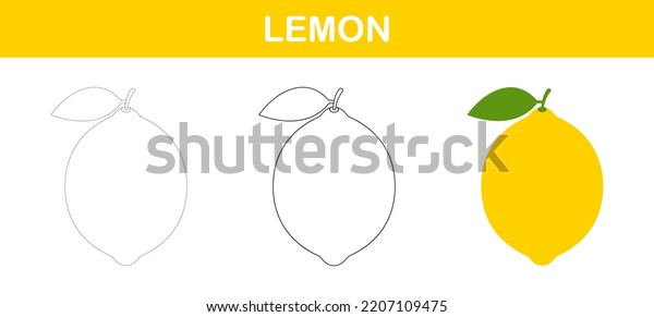 Lemon Tracing Coloring Worksheet Kids Stock Vector (Royalty Free ...