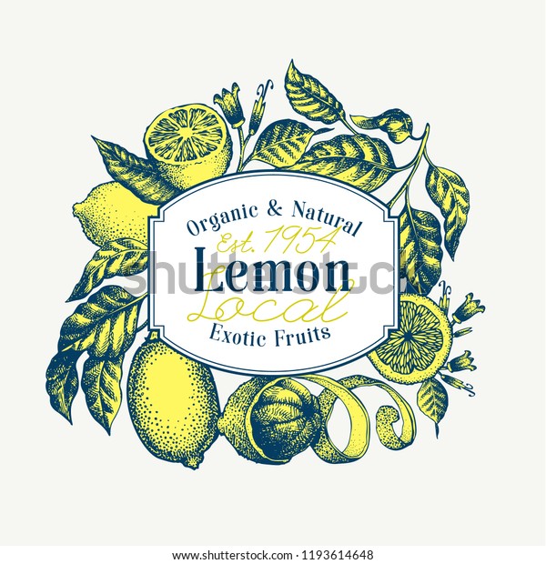 Lemon Tree Banner Template Hand Drawn Stock Vector (Royalty Free ...