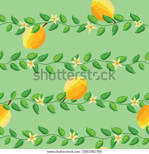 Lemon Vines Shaded Seamless Vector Pattern Stock Vector (Royalty Free ...