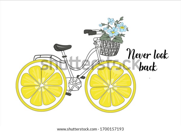 Lemon Wheels Yellow Bicycle Positive Motivational Stock Vector (Royalty ...