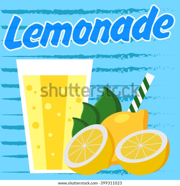 Lemonade Poster Blue Background Cut Lemons Stock Vector (Royalty Free ...