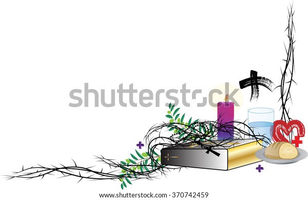 Lent Corner Frame Border Symbols Lent 스톡 벡터(로열티 프리) 370742459 ...