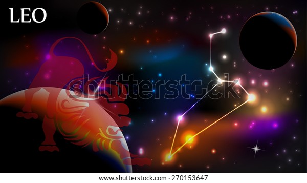 Leo Space Scene Astrological Sign Copy Stock Vector (Royalty Free ...