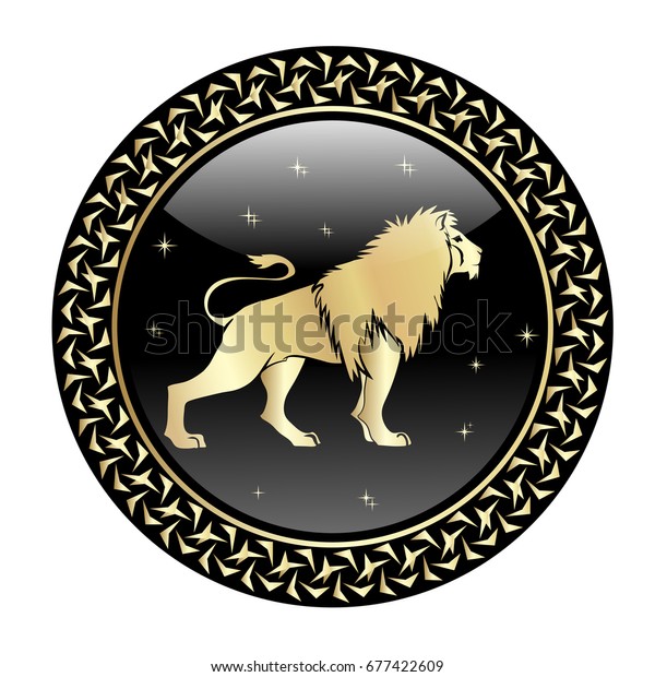 Leo Zodiac Sign Circle Frame Vector Stock Vector (Royalty Free ...