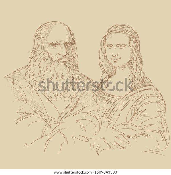 Leonardo Da Vinci Mona Lisa Portrait 库存矢量图（免版税）1509843383 | Shutterstock