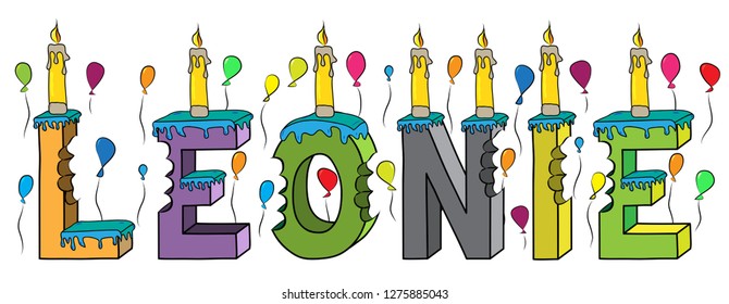 Leonie Female First Name Bitten Colorful Stock Vector (Royalty Free ...