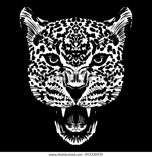 Leopard Face Tattoo Vector Illustration Print Stock Vector (Royalty ...