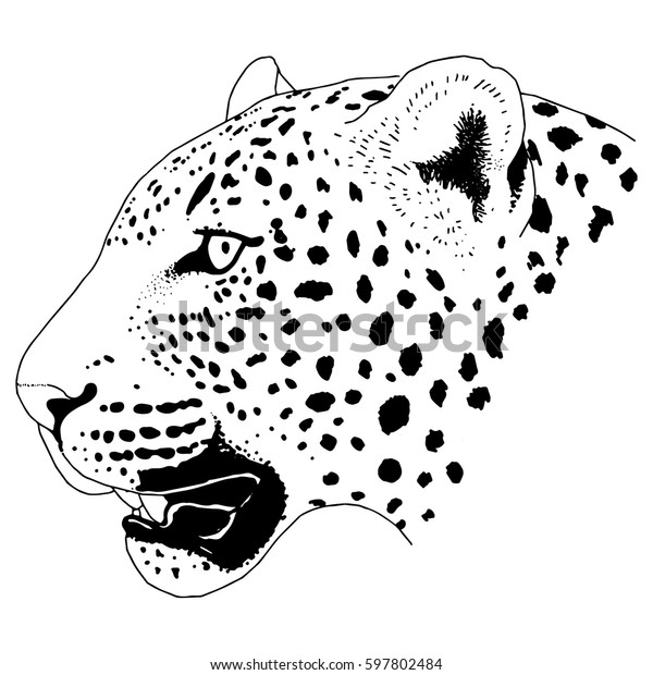 Leopard Face Tattoo Vector Illustration Print Stock Vector (Royalty ...