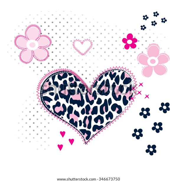 Leopard Heart Flower On White Background Stok Vektör (Telifsiz) 346673750