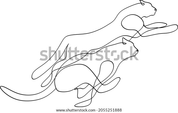 Leopard Jump One Line Drawing Stock Vector (Royalty Free) 2055251888 ...