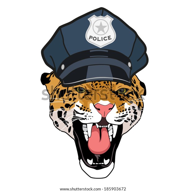 Leopard Police Hat Wild Cat Policeman Stock Vector (Royalty Free ...