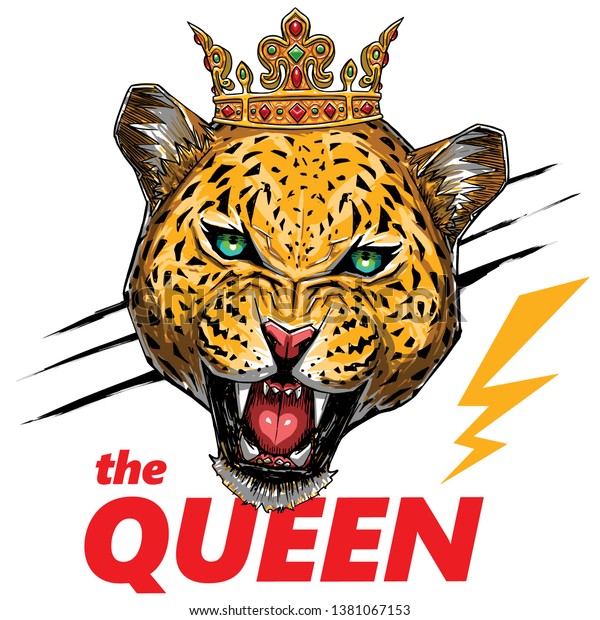 Leopard Queen Illustration T Shirt Graphic Stock Vector (Royalty Free ...