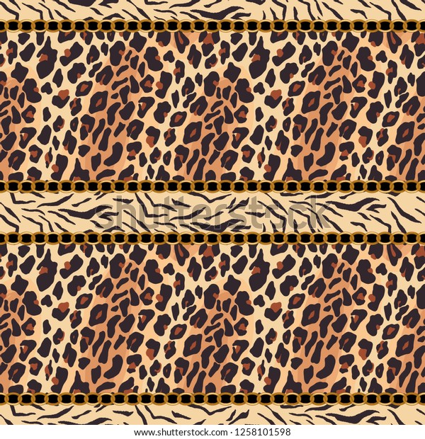 「Leopard Seamless Pattern Tiger Skin Print」のベクター画像素材（ロイヤリティフリー） 1258101598