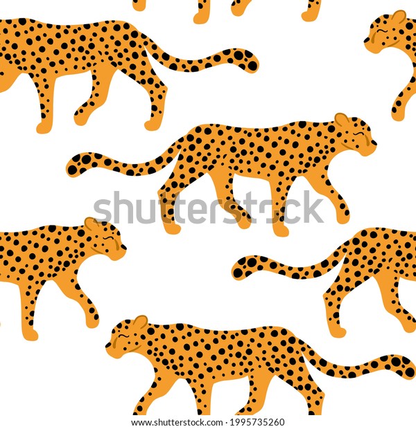 Leopards Seamless Pattern Vector Illustration Tropical Stock Vector ...