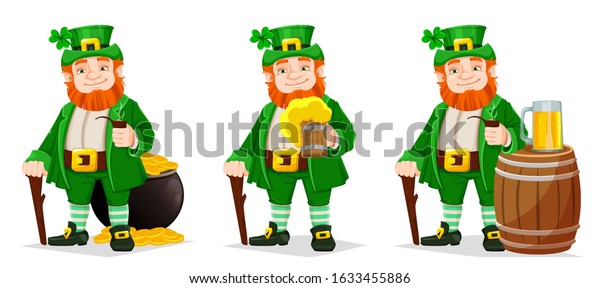 Leprechaun Cartoon Character Set Three Poses Stock Vector (Royalty Free ...