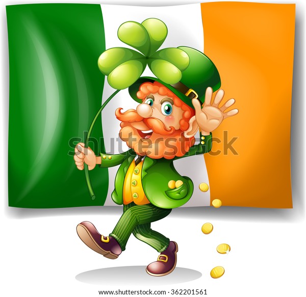 Leprechaun and Irish flag illustration