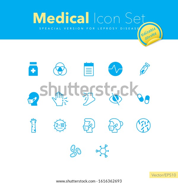 Leprosy Icon Set Editable Outline Leprosy Stock Vector (Royalty Free ...