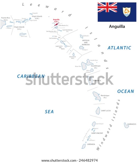 Lesser Antilles Outline Map Anguilla Stock Vector (Royalty Free ...