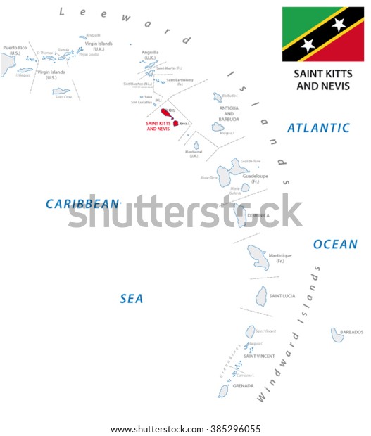 Lesser Antilles Outline Map Saint Kitts Stock Vector (Royalty Free ...