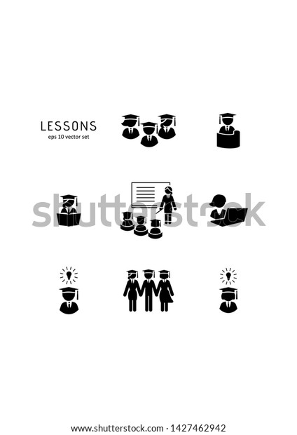 Lessions Vector Icons Set On White Stock Vector (Royalty Free ...