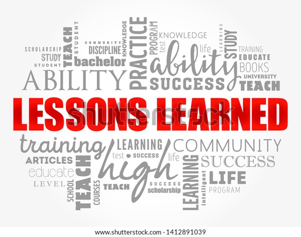 Lessons Learned Word Cloud Collage Education Stock Vector (Royalty Free ...