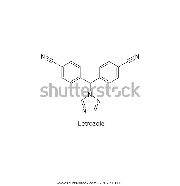 Letrozole Molecule Flat Skeletal Structure Non: เวกเตอร์สต็อก (ปลอดค่า ...
